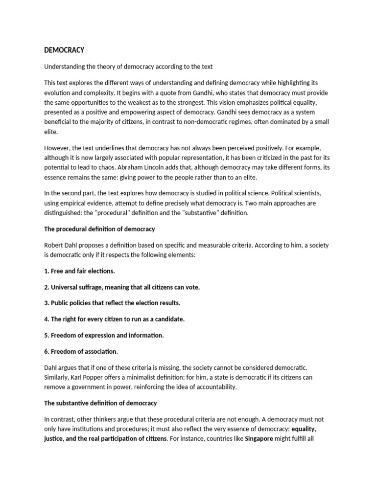 Understanding Democracy: Key Theories | PDF | Democracy | Political Ideologies