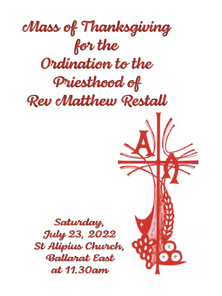 Thanksgiving Mass Matt Restall Web | PDF | Eucharist | Sacrifice