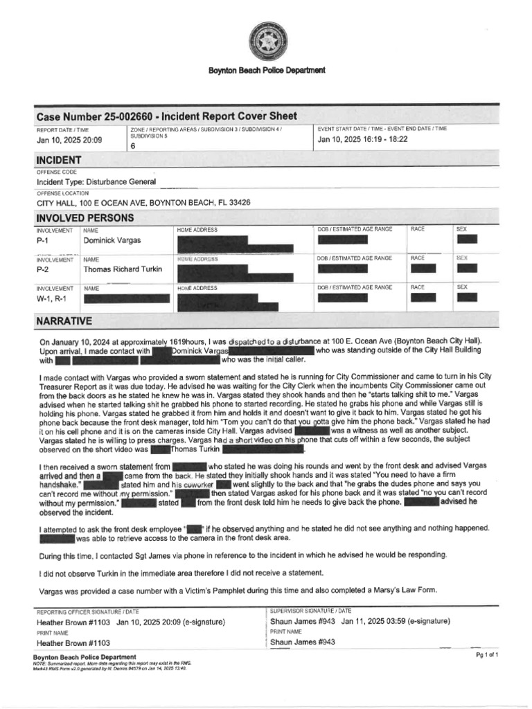 Incident Reports From Boynton Beach PD | PDF