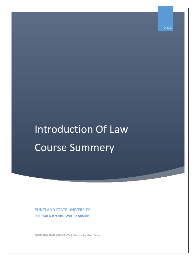 Course Summery (Introduction of Law) | PDF | Precedent | Crimes