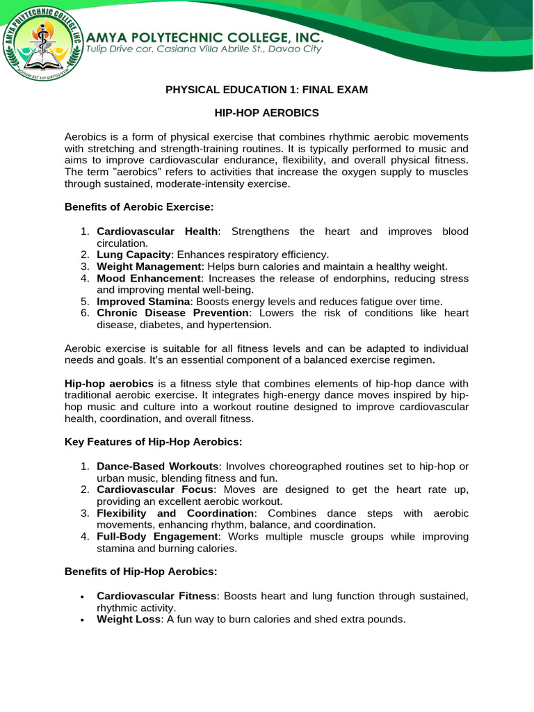 PE-1-FINAL-EXAM | PDF | Physical Fitness | Aerobic Exercise