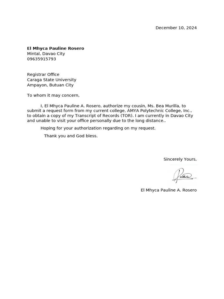 Authorization for Transcript Request | PDF