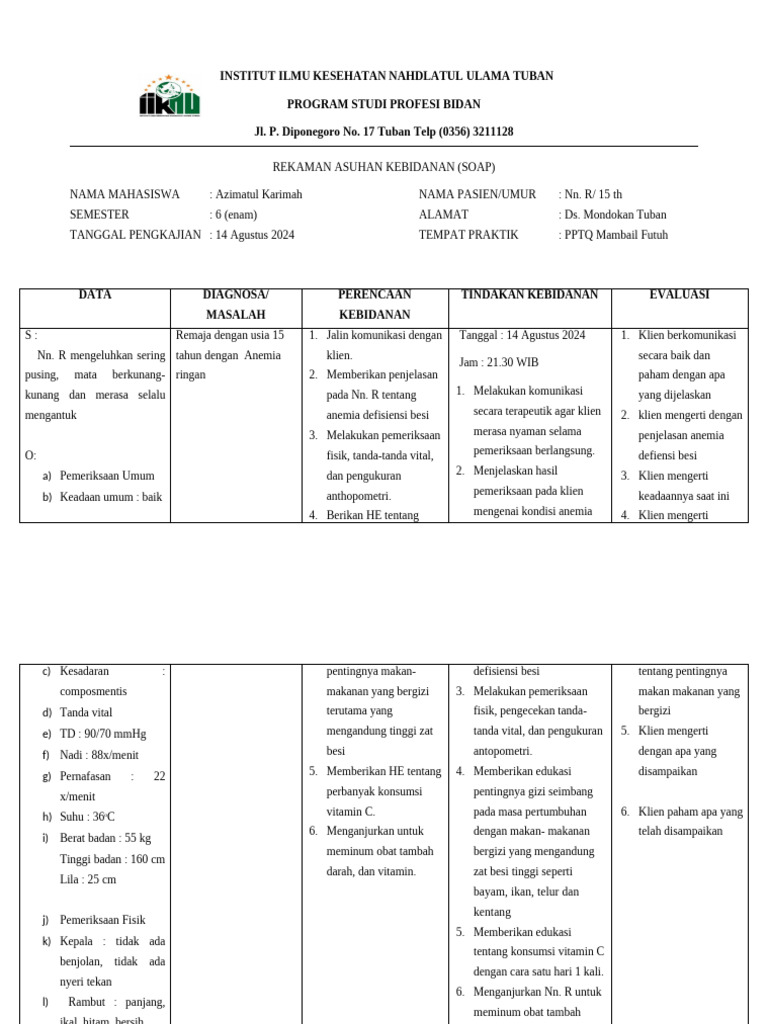 Soap KKN Anemia | PDF