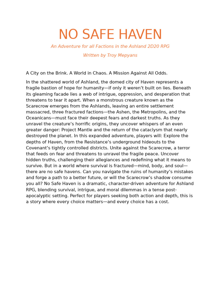 No Safe Haven Back Cover | PDF