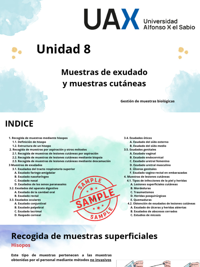 U8 Muestras de Exudado y Muestras Cutáneas | PDF | Oído | Biopsia