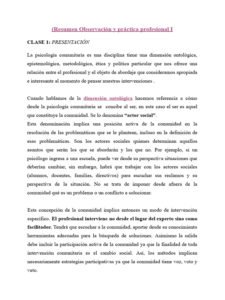 Resumen OPP I | PDF | Trastorno mental | Salud mental