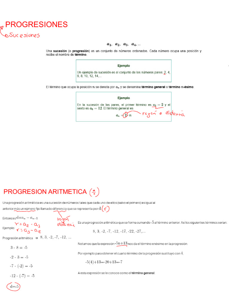 Guía de Progresiones Aritméticas | PDF