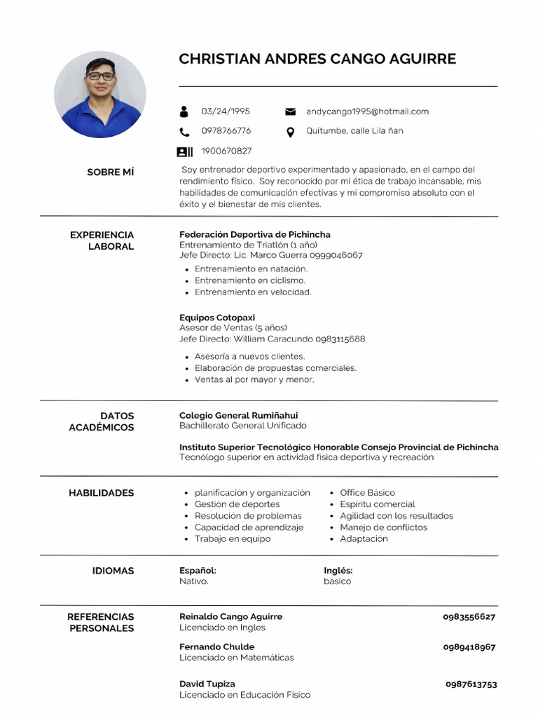 Currículum Andres Cango | PDF