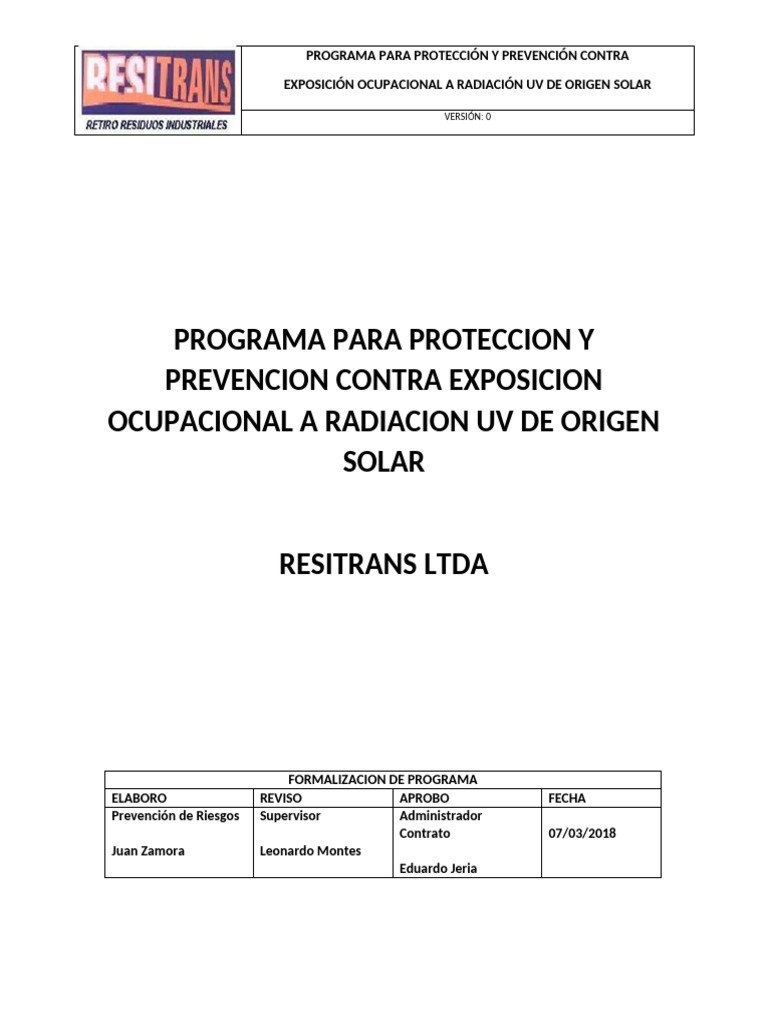Protección UV Ocupacional Solar | PDF | Ultravioleta | Radiación
