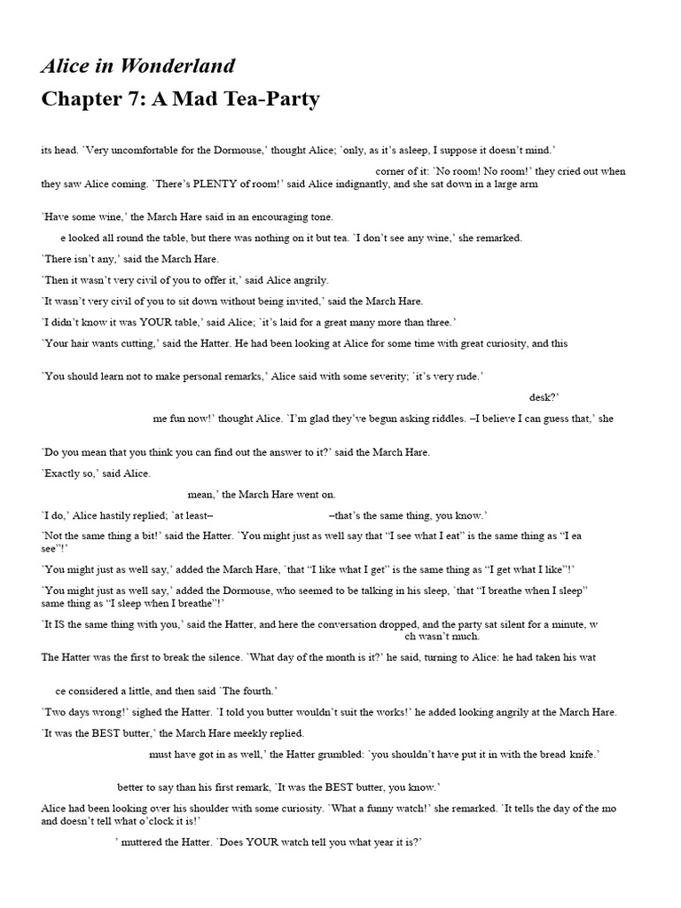 Lewis Caroll - Alices Adventures in Wonderland - Chapter 7 - A Mad Tea ...