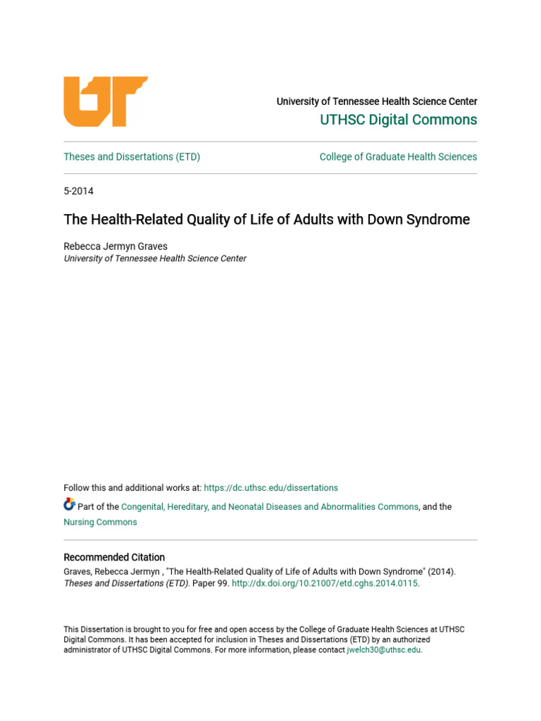 The Health-Related Quality of Life of Adults With Down Syndrome | PDF ...