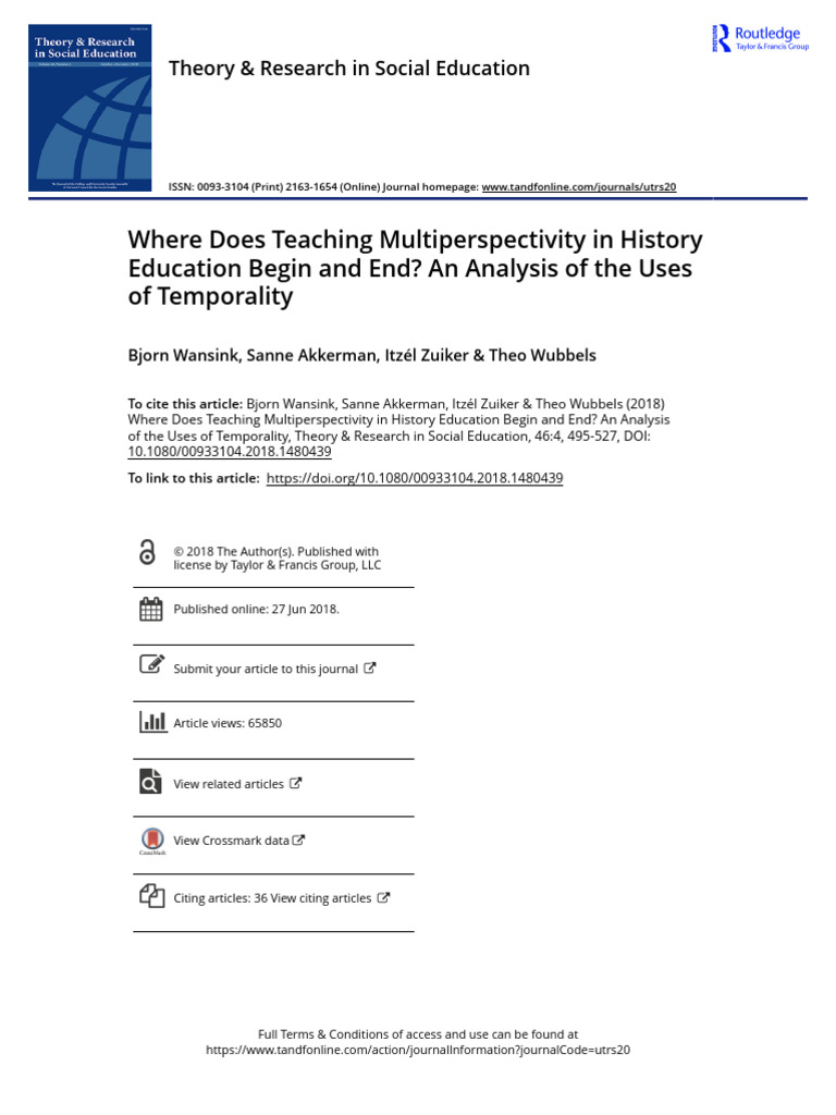 Where Does Teaching Multiperspectivity in History Education Begin and ...