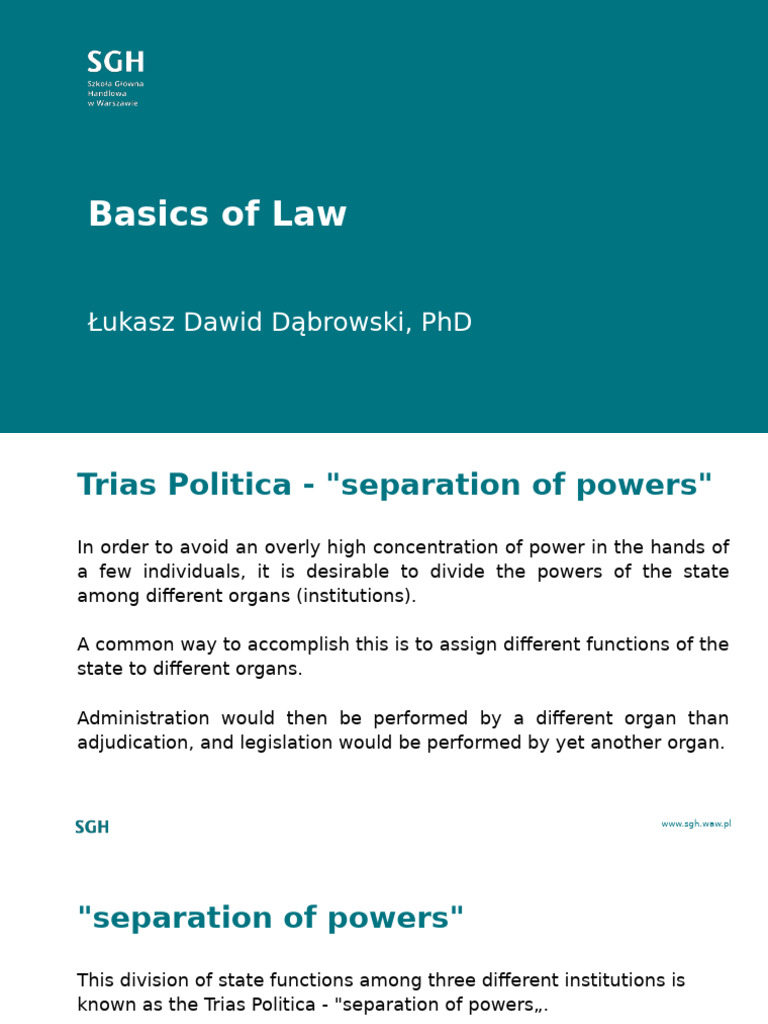 Basics of Law #3 — Trias Politica, Conflict of Ruls | PDF | Separation ...
