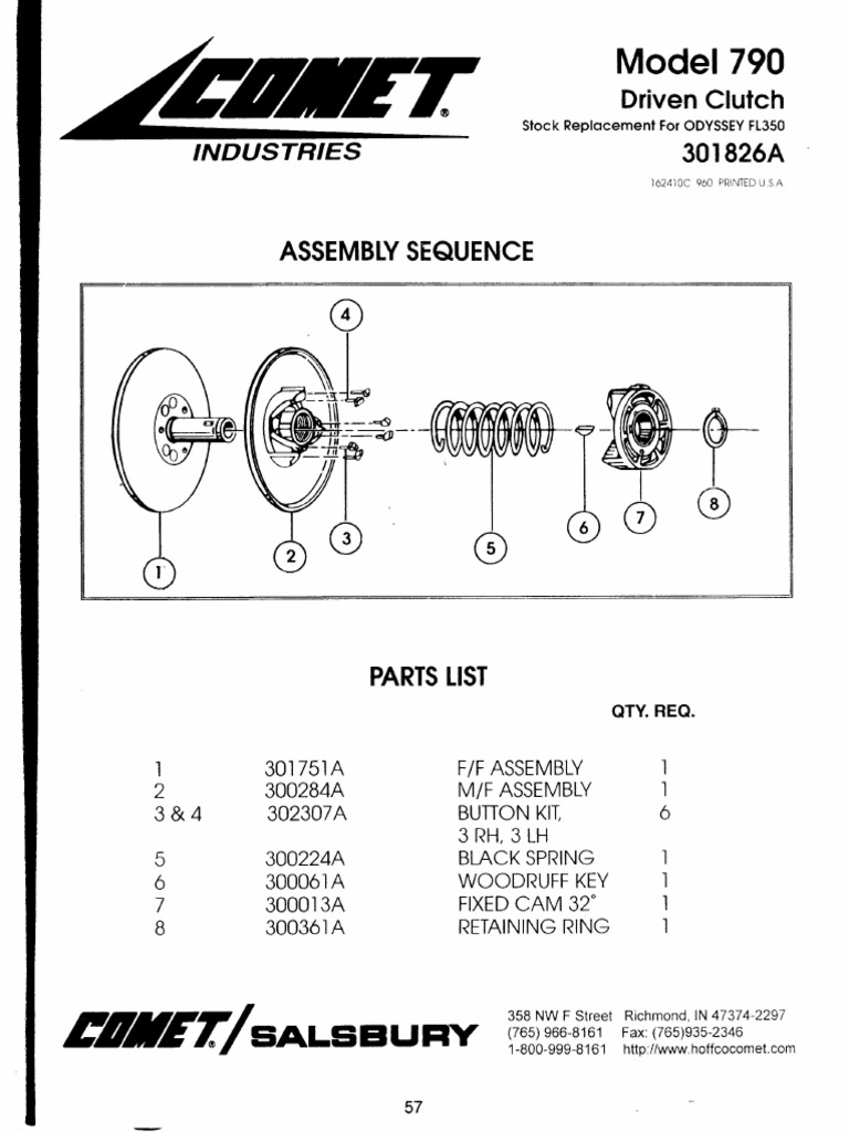 Comet 790 Driven Clutch 301826A Manual | PDF