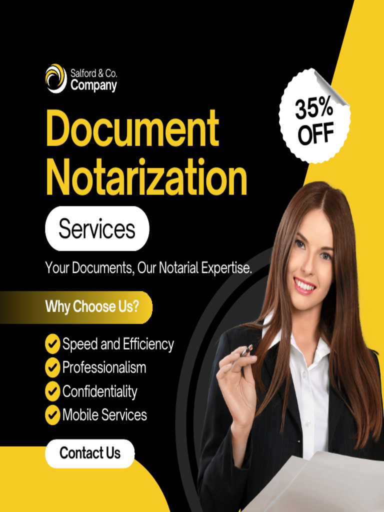 Black and Yellow Modern Document Notarization Services Instagram Post | PDF