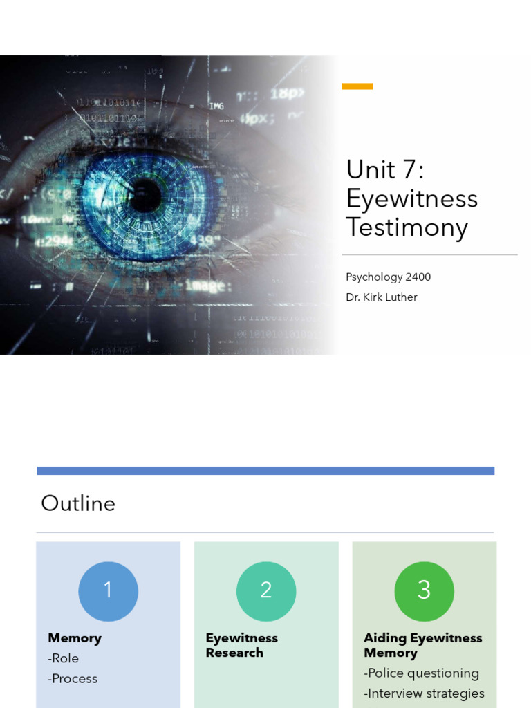 Eyewitness Testimony Insights and Techniques | PDF | Recall (Memory ...