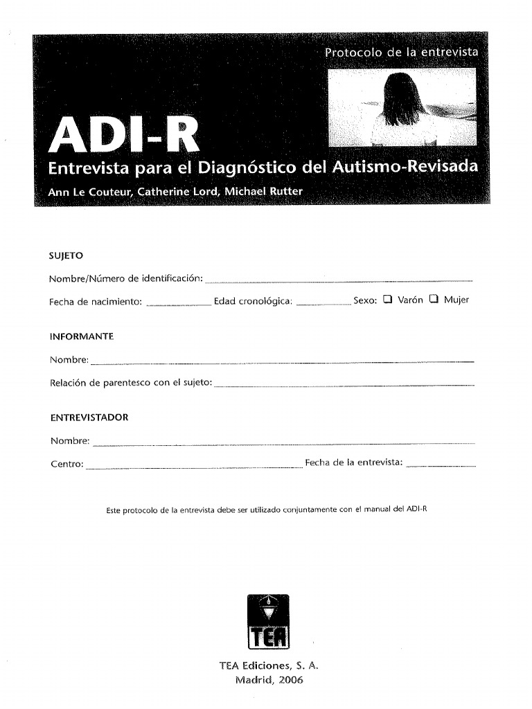 ADI-R Entrevista para El Diagnóstico Del Autismo | PDF