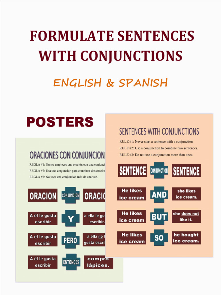 Formulate Sentences With Conjunctions: Posters | PDF | Sentence ...