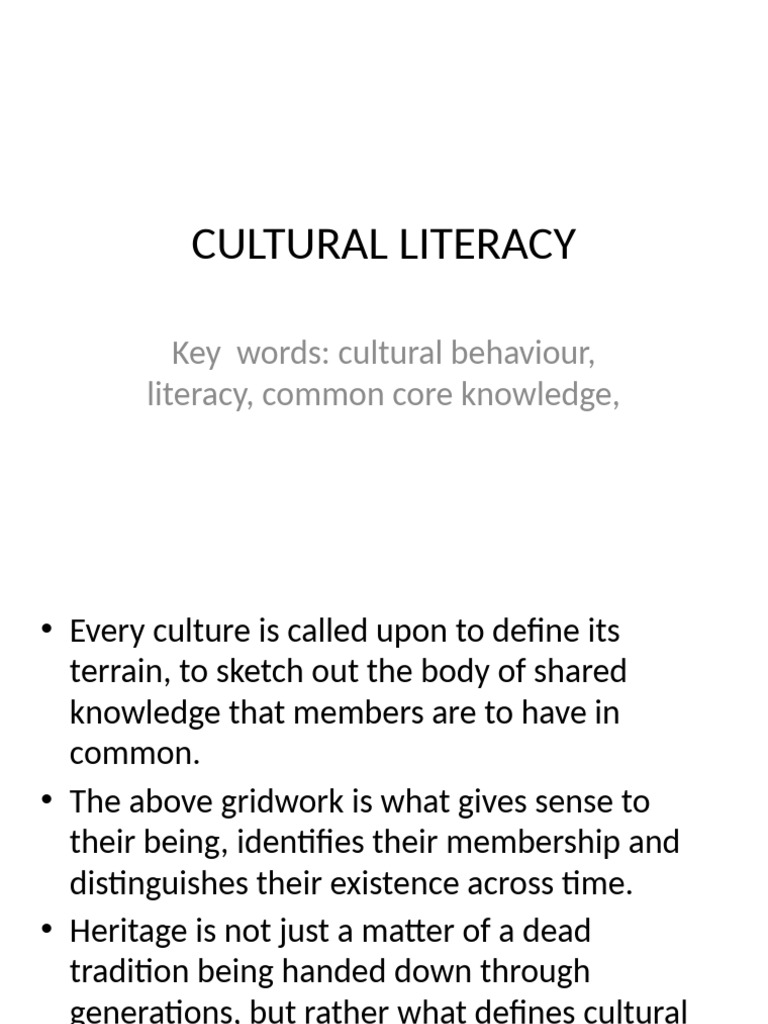 Cultural Literacy-1 | PDF | Literacy | Knowledge