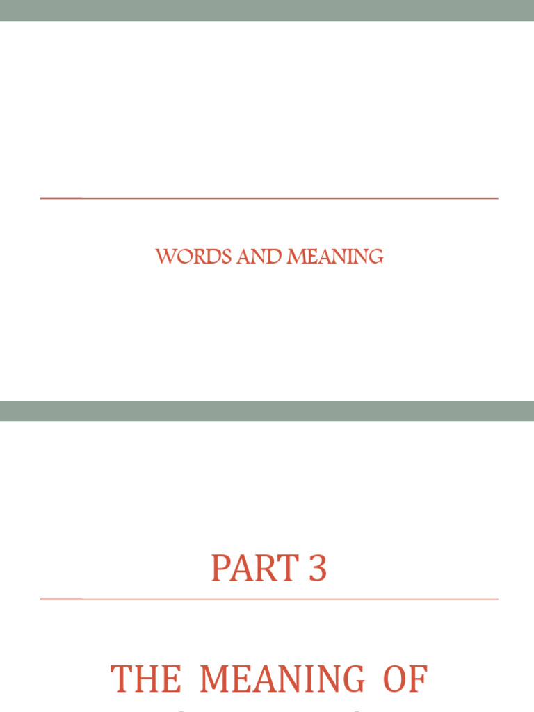 Words and Meaning (Part 3 'The Meaning of Meaning') - 1 | PDF ...