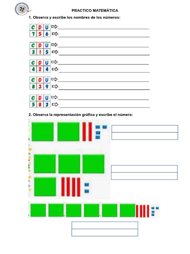 PRACTICO - MATEMATICA (1 Grado) | PDF
