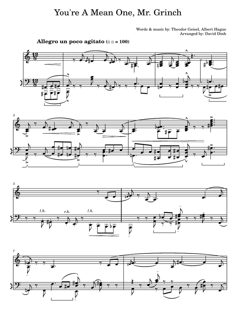 Youre A Mean One MR Grinch Jazz Virtuoso Piano Arr | PDF | Dr. Seuss