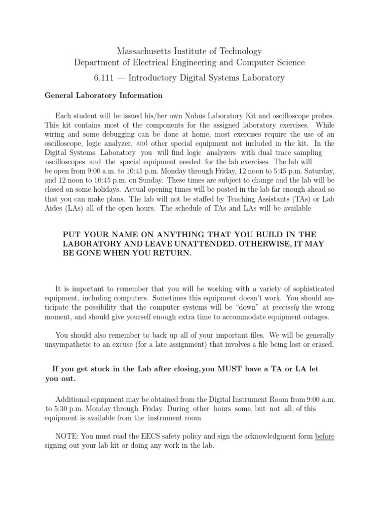 Introductory Digital Systems Laboratory | PDF | Digital Signal | Electronic Engineering