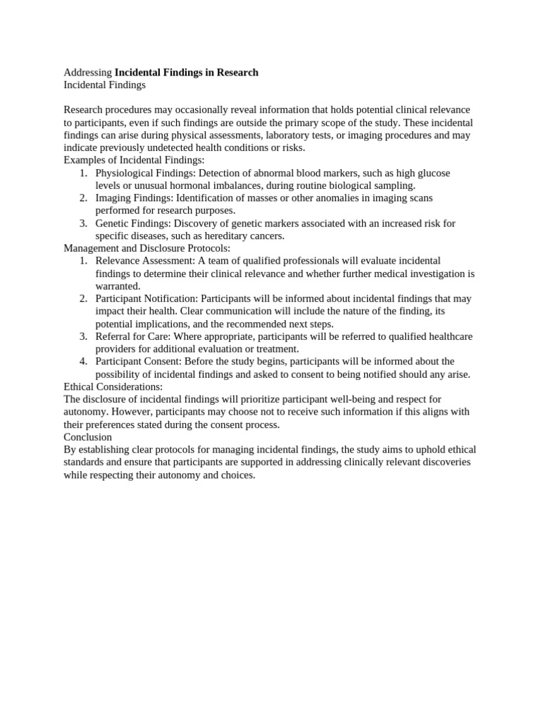 Incidental Findings in Research | PDF