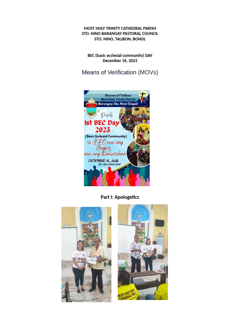 MOST HOLY TRINITY CATHEDRAL PARISH BEC Day | PDF