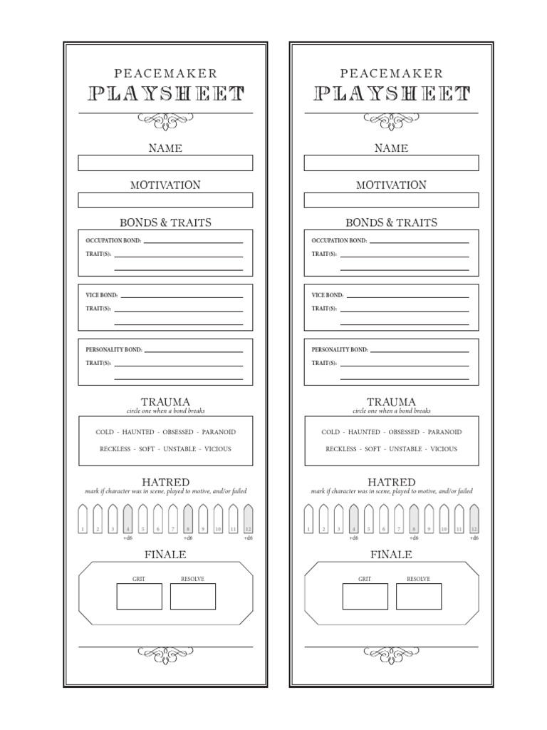 PEACEMAKER 202305 Playsheet v1 | PDF