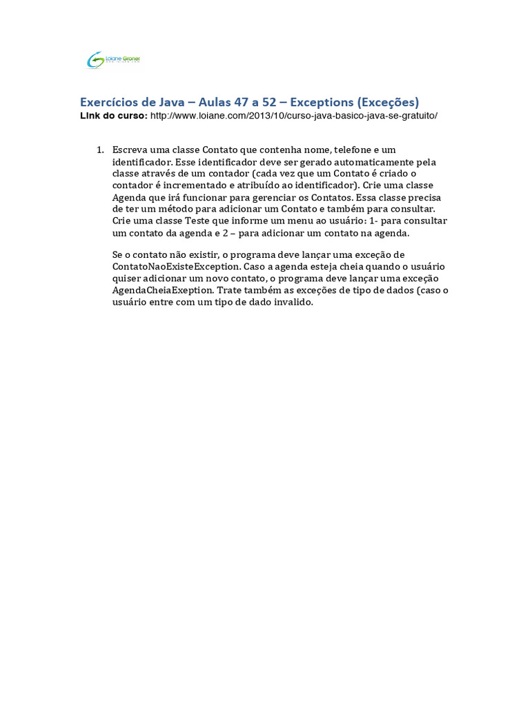 Exercicios Aulas 47 A 52 | PDF