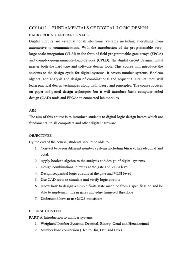 Ccs1412fundamentals of Digital Logic Design | PDF | Logic Gate | Digital Electronics