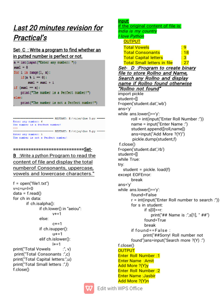 last 10 minute revision -practical | PDF | Letter Case | Computer ...