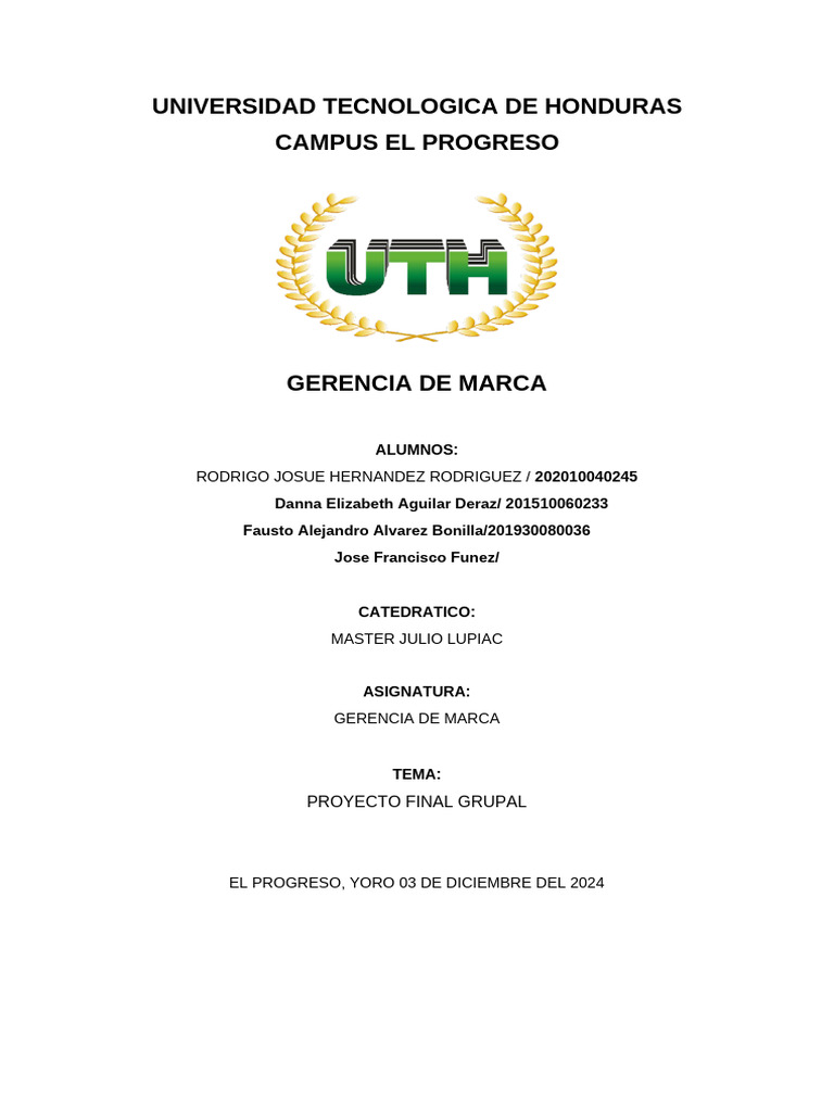 Gerencia de Marca Proyecto Final Grupal | PDF | Marketing | Marca