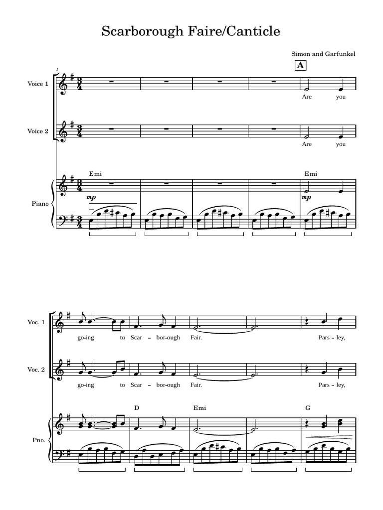 Scarborough Fair Simon Garfunkel Scarborough FaireCanticle For Soprano ...