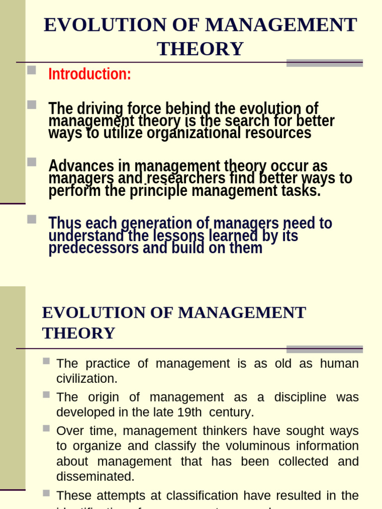 Session Two The Evolution of Management Theory | PDF | Bureaucracy ...