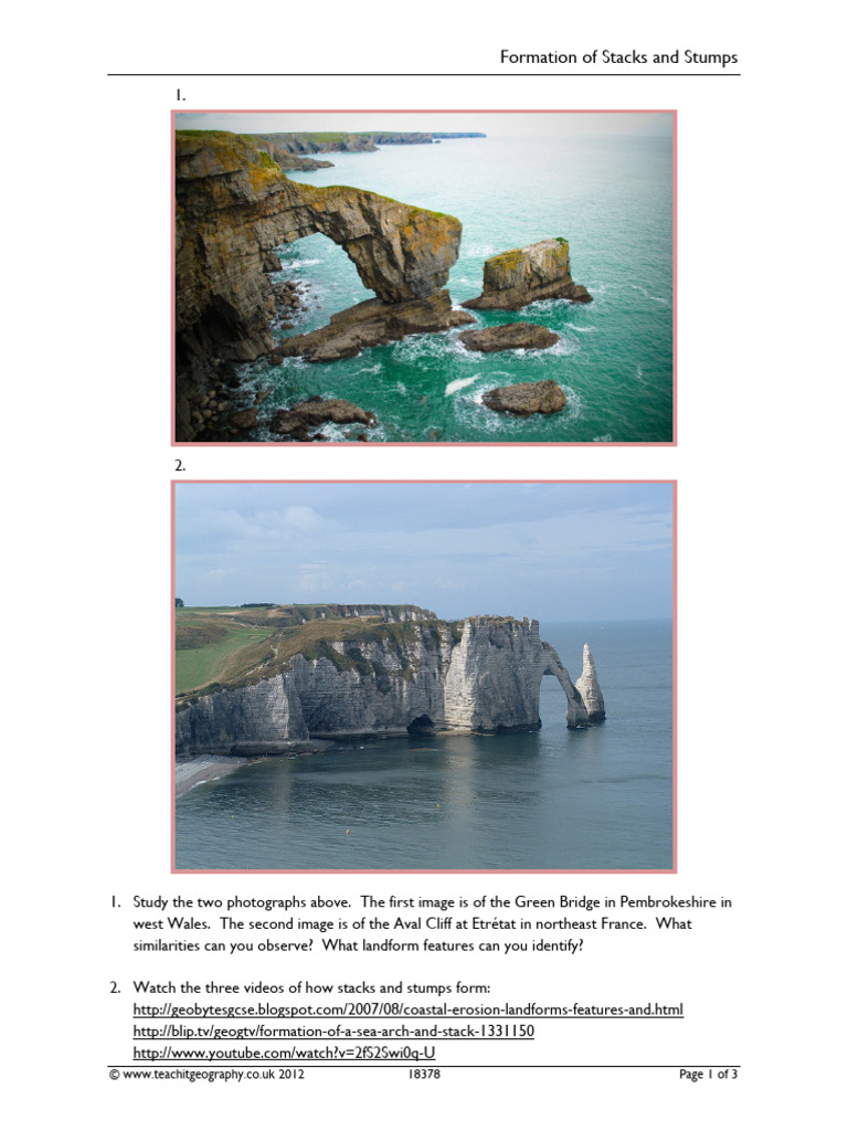 18378-formation-of-stacks-and-stumps | PDF | Erosion | Geology