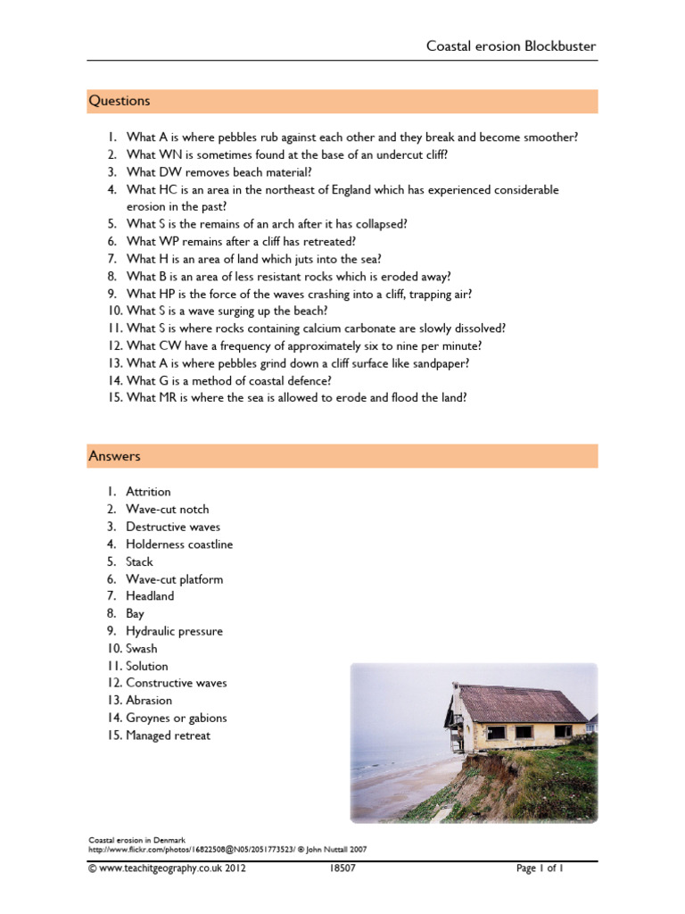 Coastal Erosion Quiz and Concepts | PDF