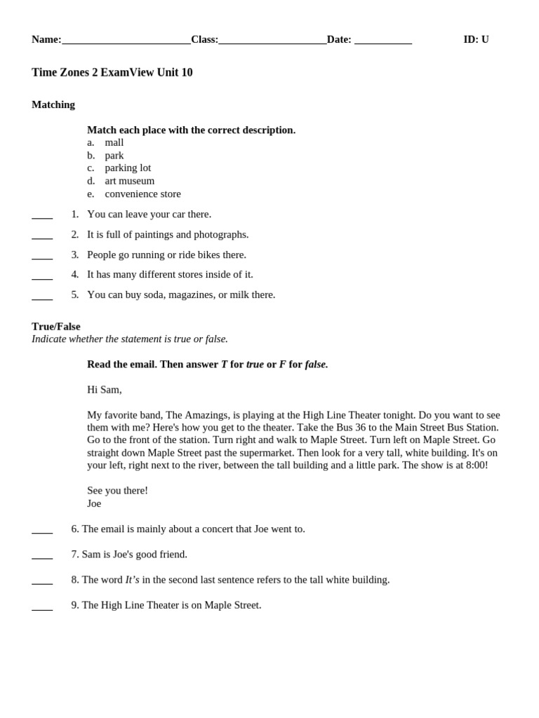 ExamView - TZ2 Unit 10 | PDF