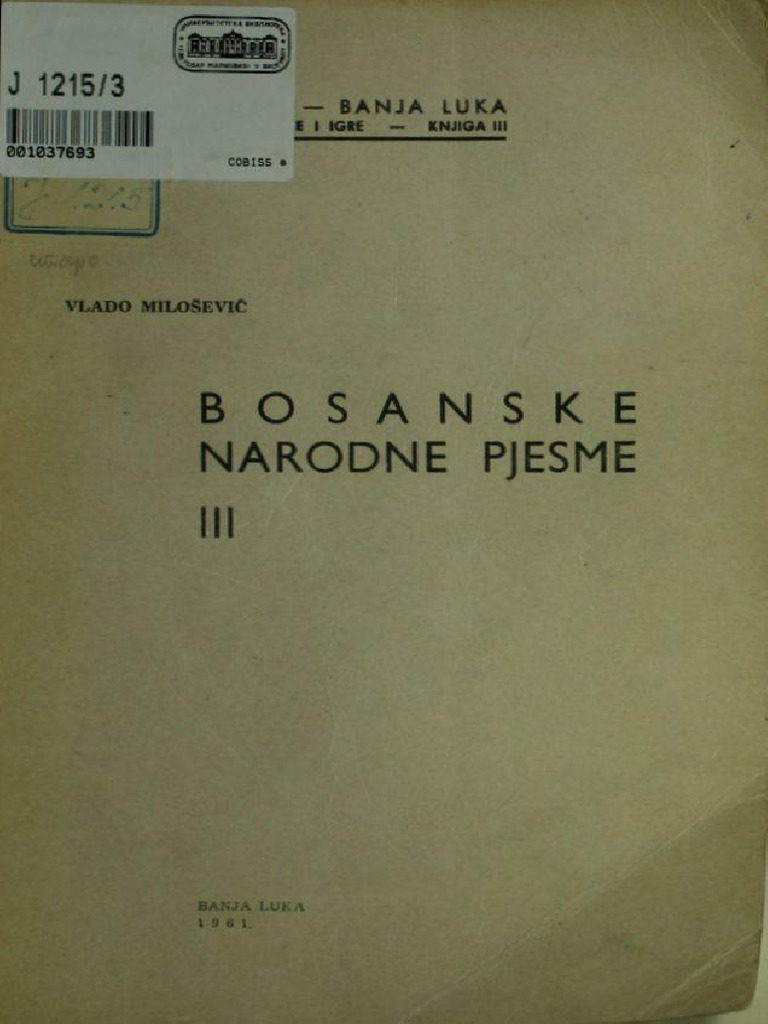 Bosanske narodne pjesme III | PDF