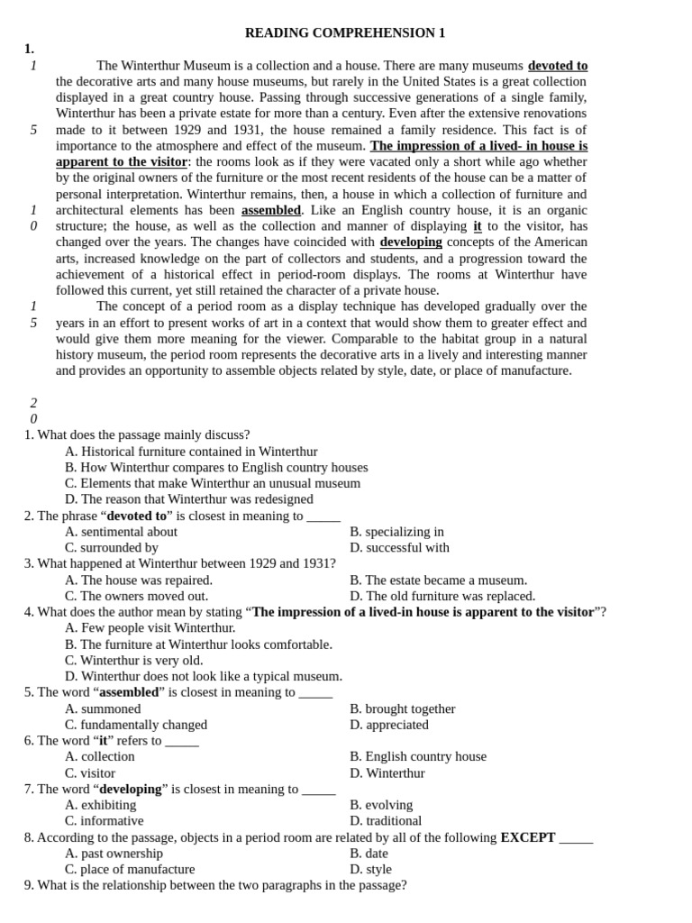 Reading Comprehension 1 | PDF | Idiom | Slang