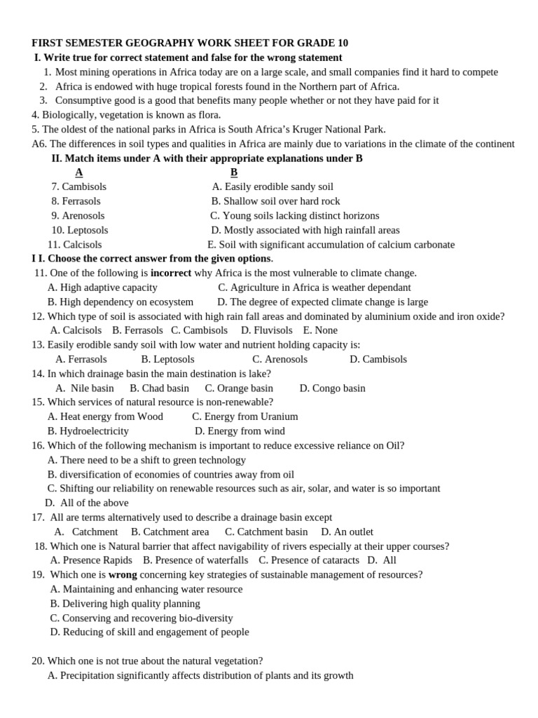 Geo Worksheet 2 | PDF | Soil | Drainage Basin