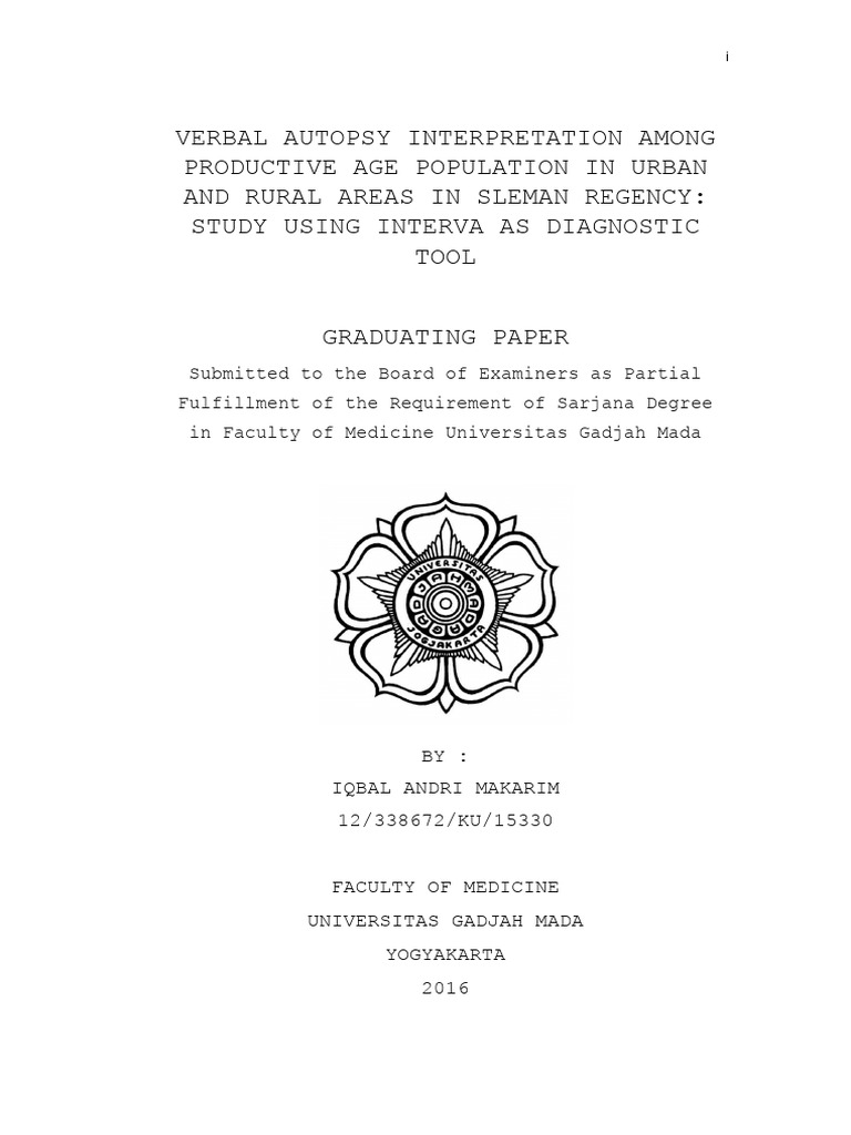 VERBAL AUTOPSY INTERPRETATION AMONG PRODUCTIVE AGE POPULATION IN URBAN ...