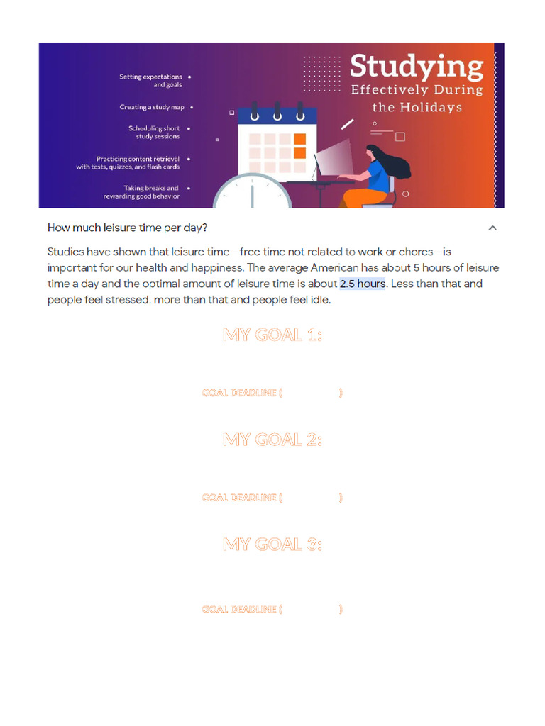 Goal During Holiday | PDF