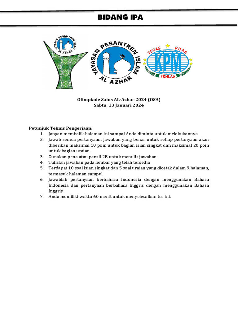 NS OSA Final Kelas 5_S | PDF