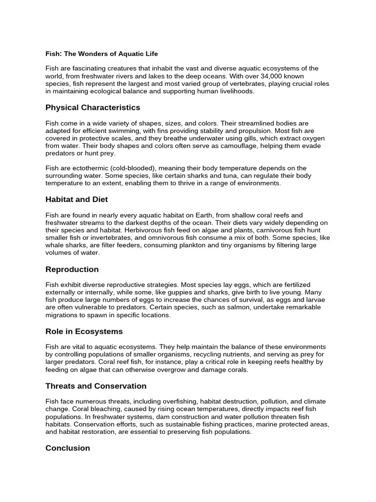 Exploring the Diversity of Fish Species | PDF | Fish | Aquatic Ecosystem