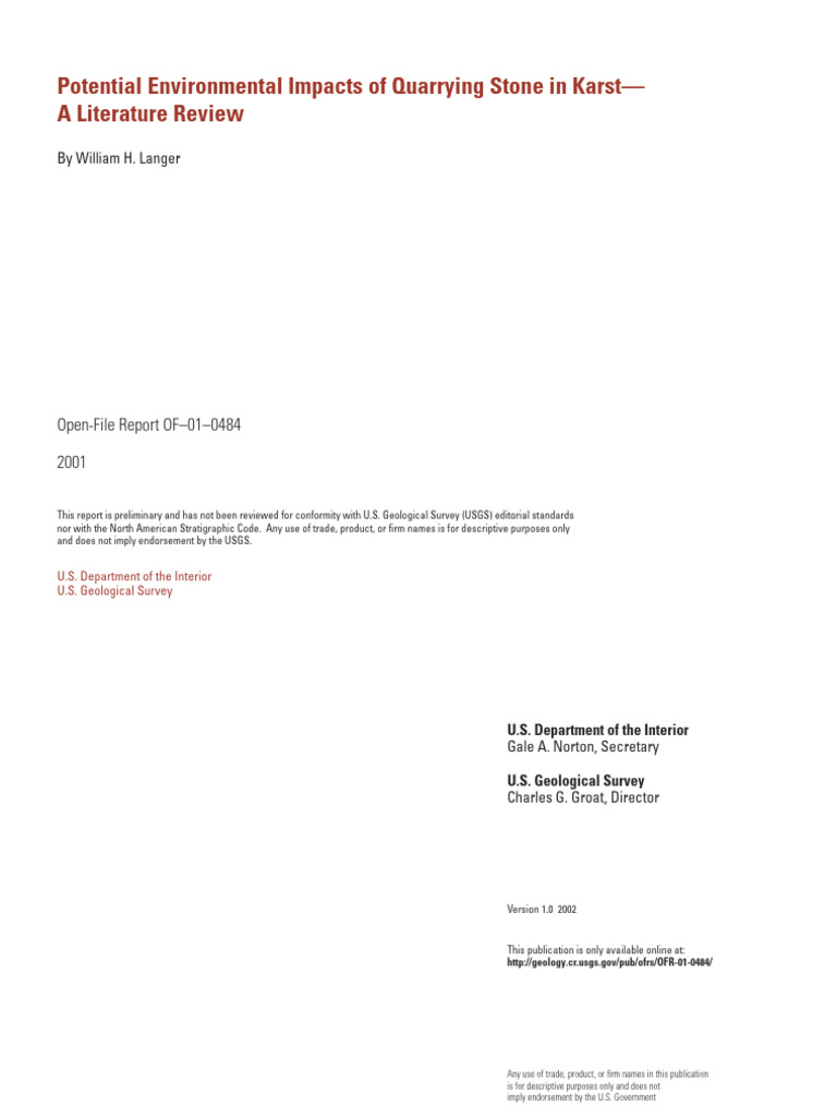 Environmental Impacts of Quarrying in Karst | PDF | Sinkhole | Rock (Geology)