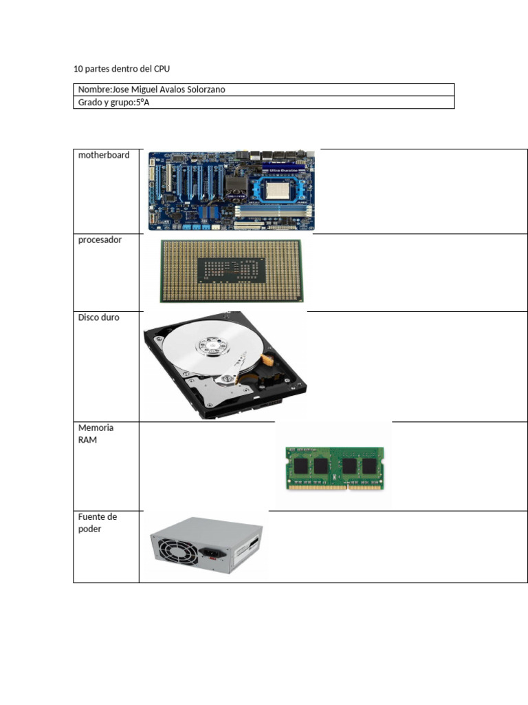10 Partes Dentro Del CPU | PDF