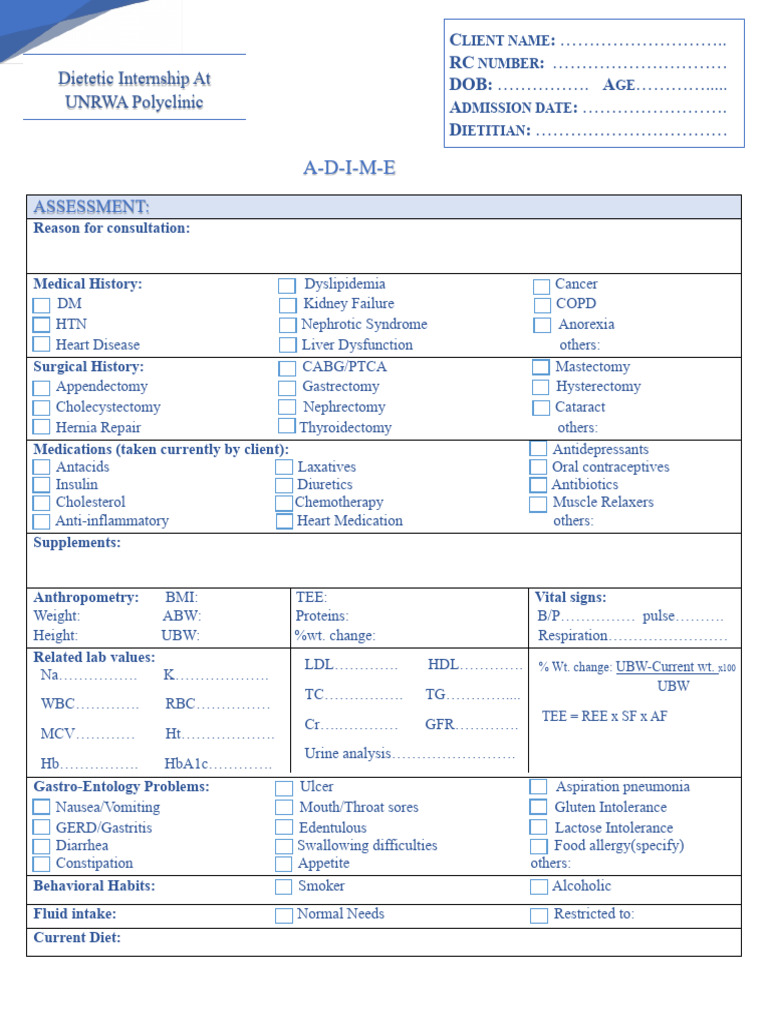 ADIME Sheet | PDF | Weight Loss | Pneumonia