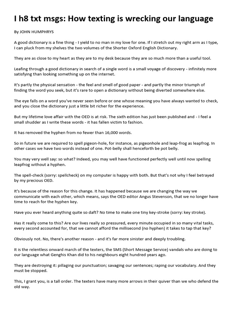 Mobile Phones Lively Article | PDF | Writing | Text Messaging